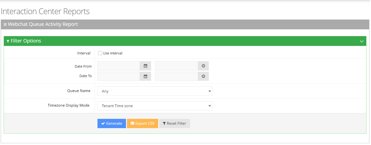 Webchat Queue Activity Report