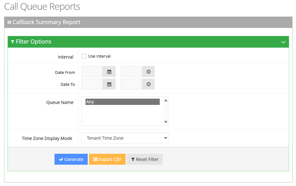 Callback Summary Report