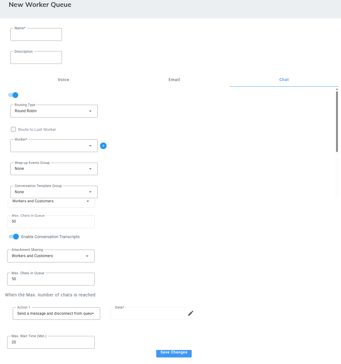 Adding a worker queue for chat
