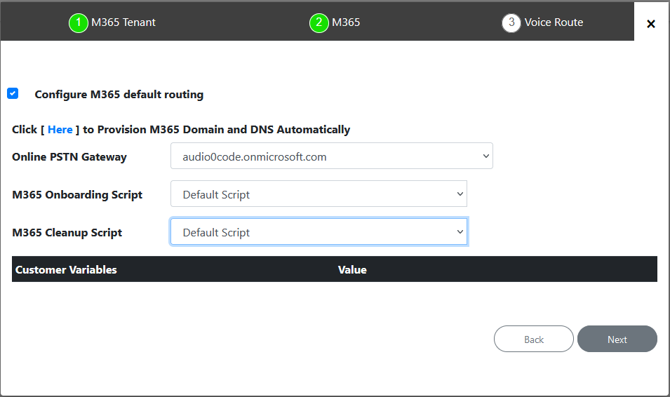 Onboarding with both M365 Default Routing and SBC Configuration