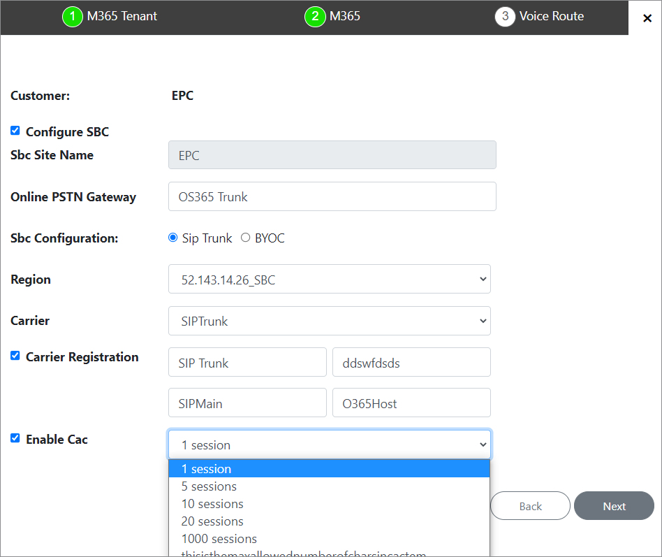 Onboarding with both M365 Default Routing and SBC Configuration