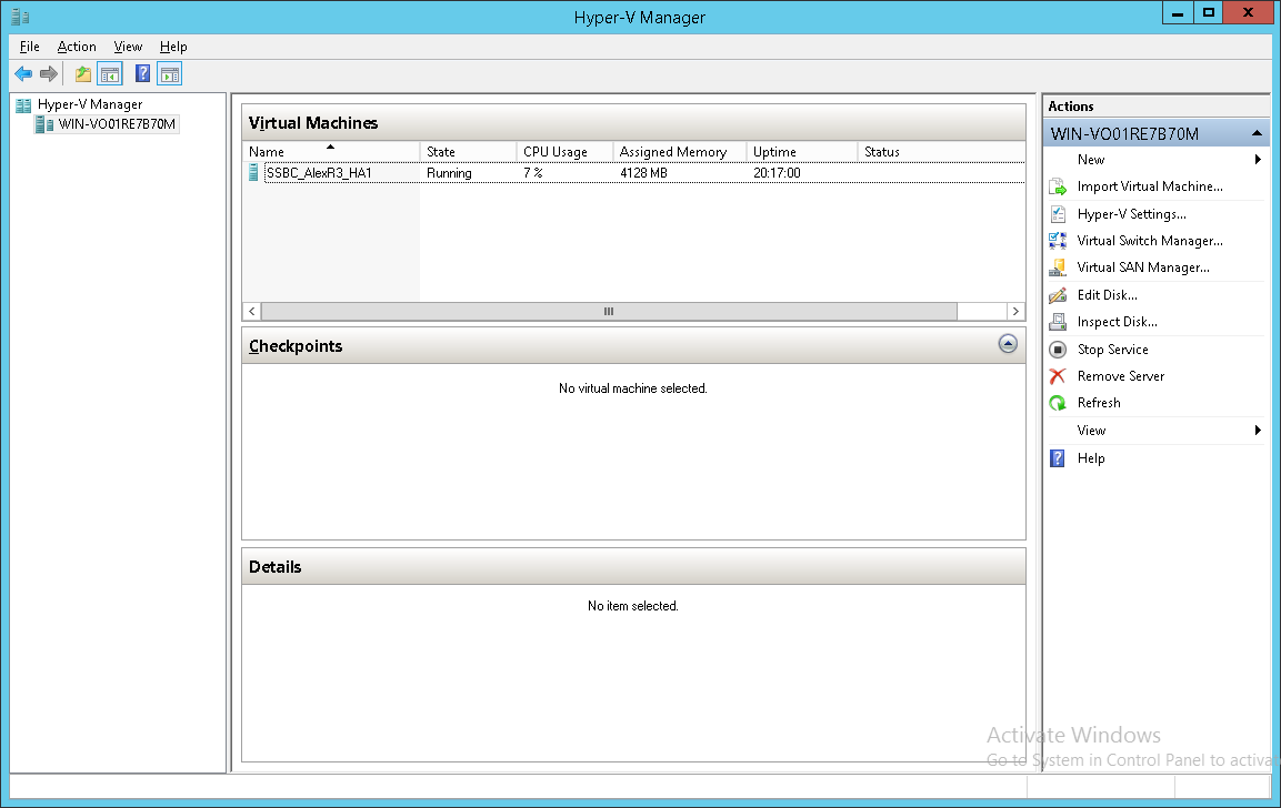 Installing OVOC Server on Microsoft Hyper-V Virtual Machine