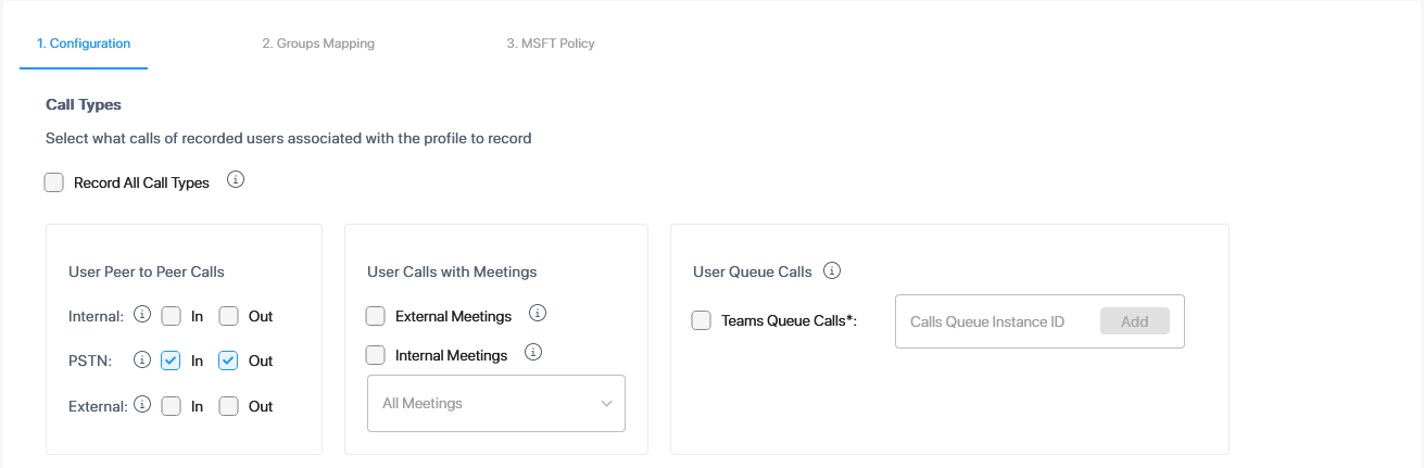 Recording Profile-Call Type Configuration Examples
