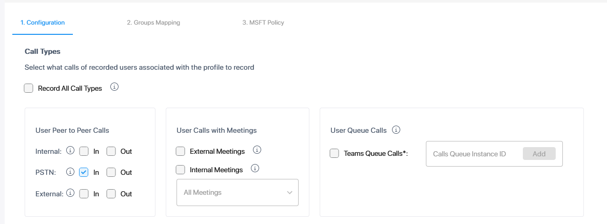 Recording Profile-Call Type Configuration Examples