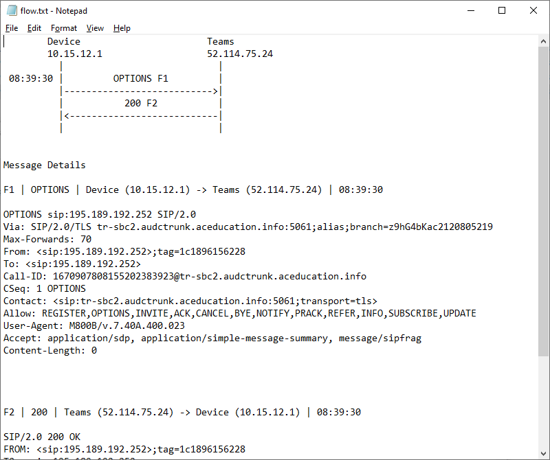 Viewing SIP Flow Diagrams